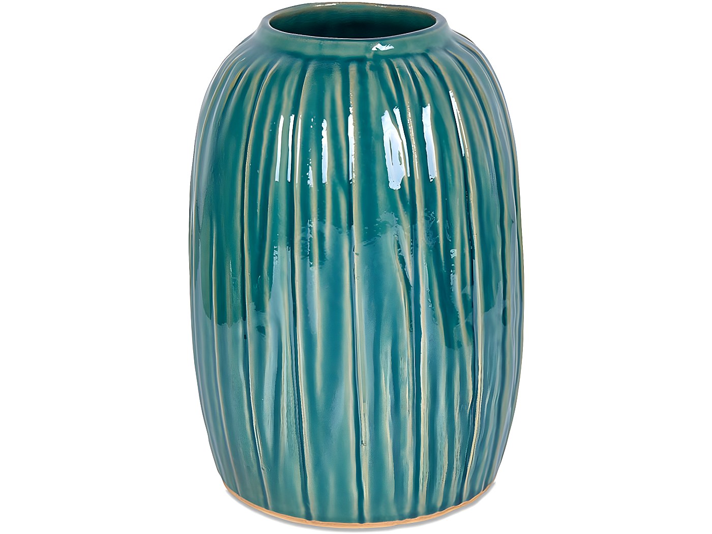 Jarron 22cm verde lineas ceramica