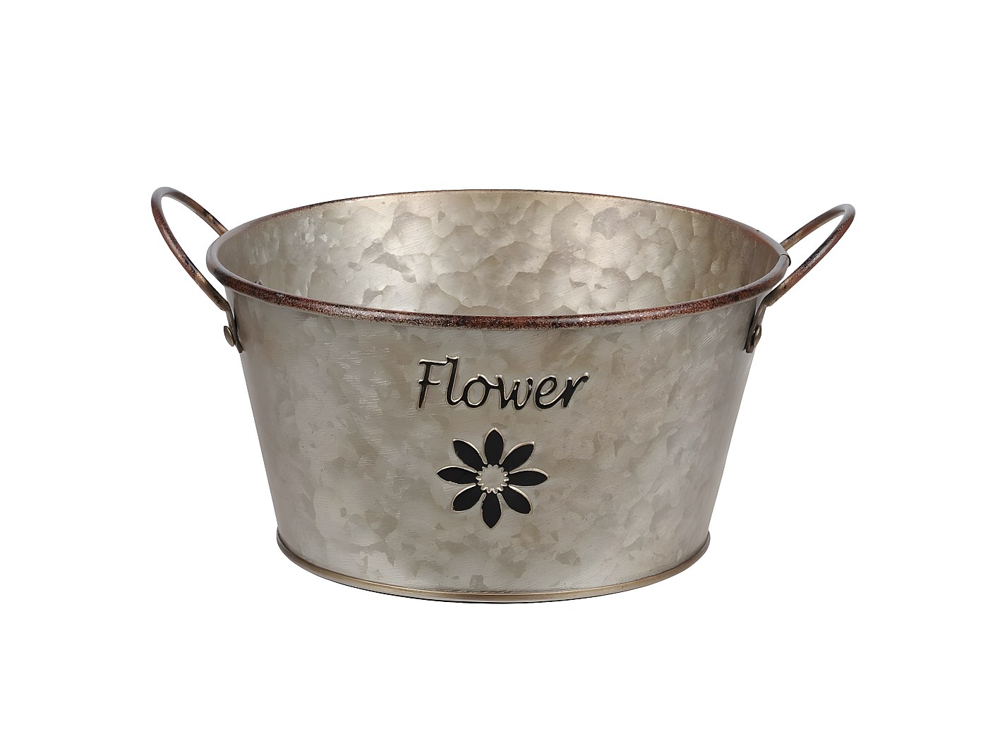 Cache Pot de fleurs en métal aspect zinc 9 cm