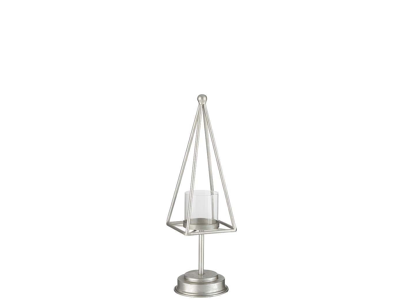 Photophore pyramide en métal Argent 15,5x15,5x40,5cm