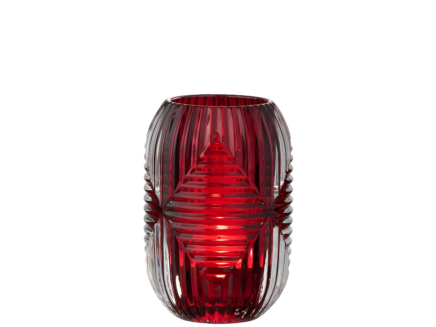 Photophore en verre rouge 9x9x13 cm