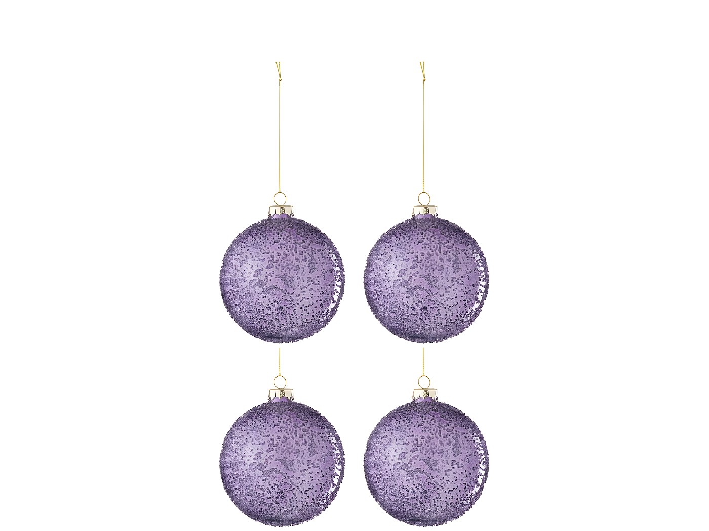 Boite de 4boules de Noël en verre mauve 10x10x10 cm