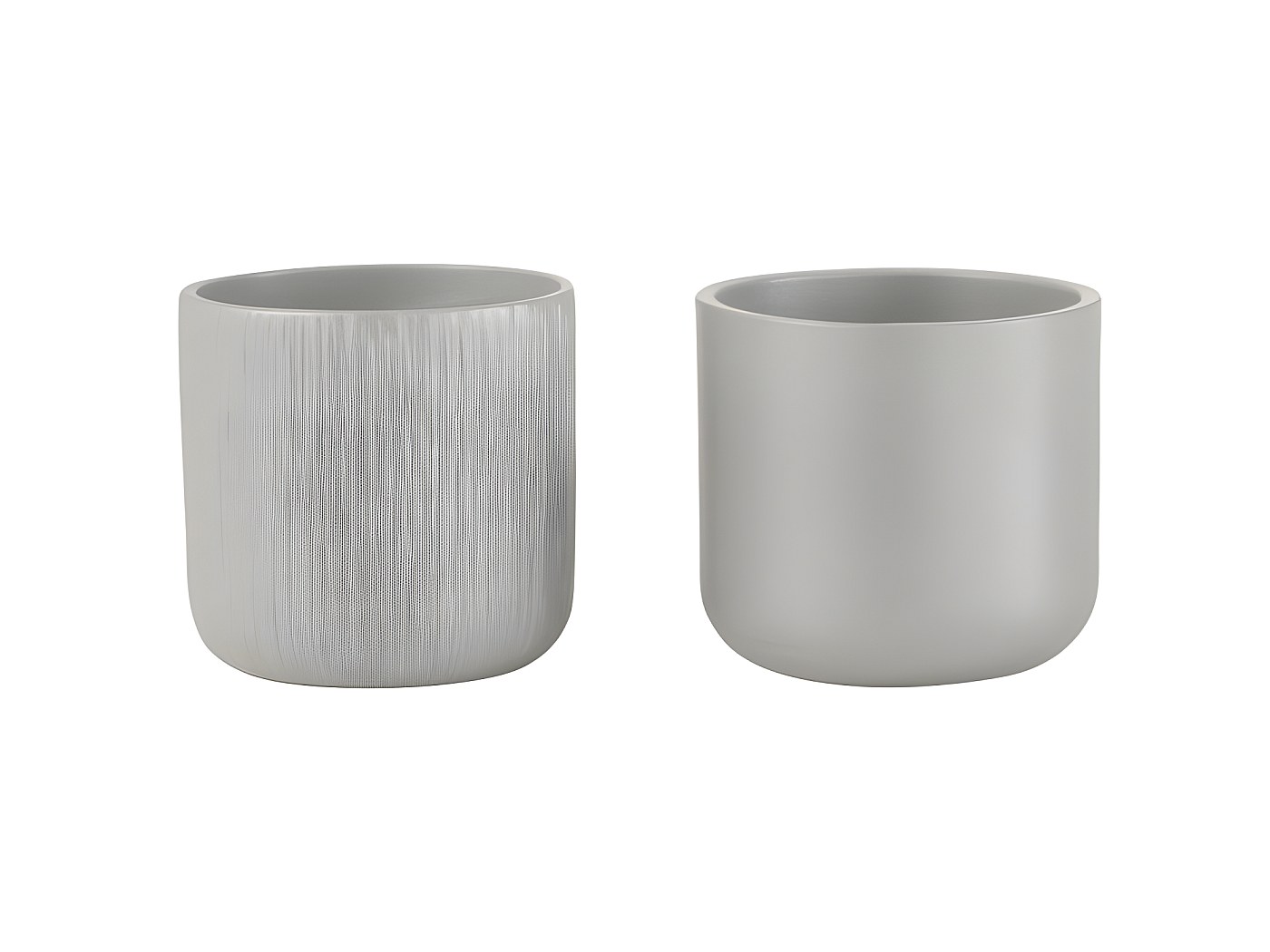Set de 2 cache-pots en céramique gris 7x7x6.5 cm