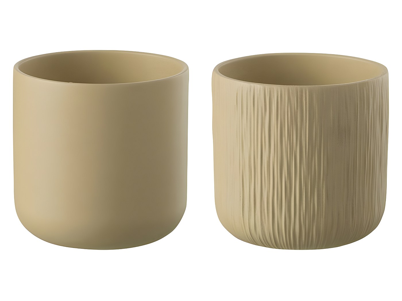 Set de 2 cachepots en céramique beige 26.5x26.5x26 cm