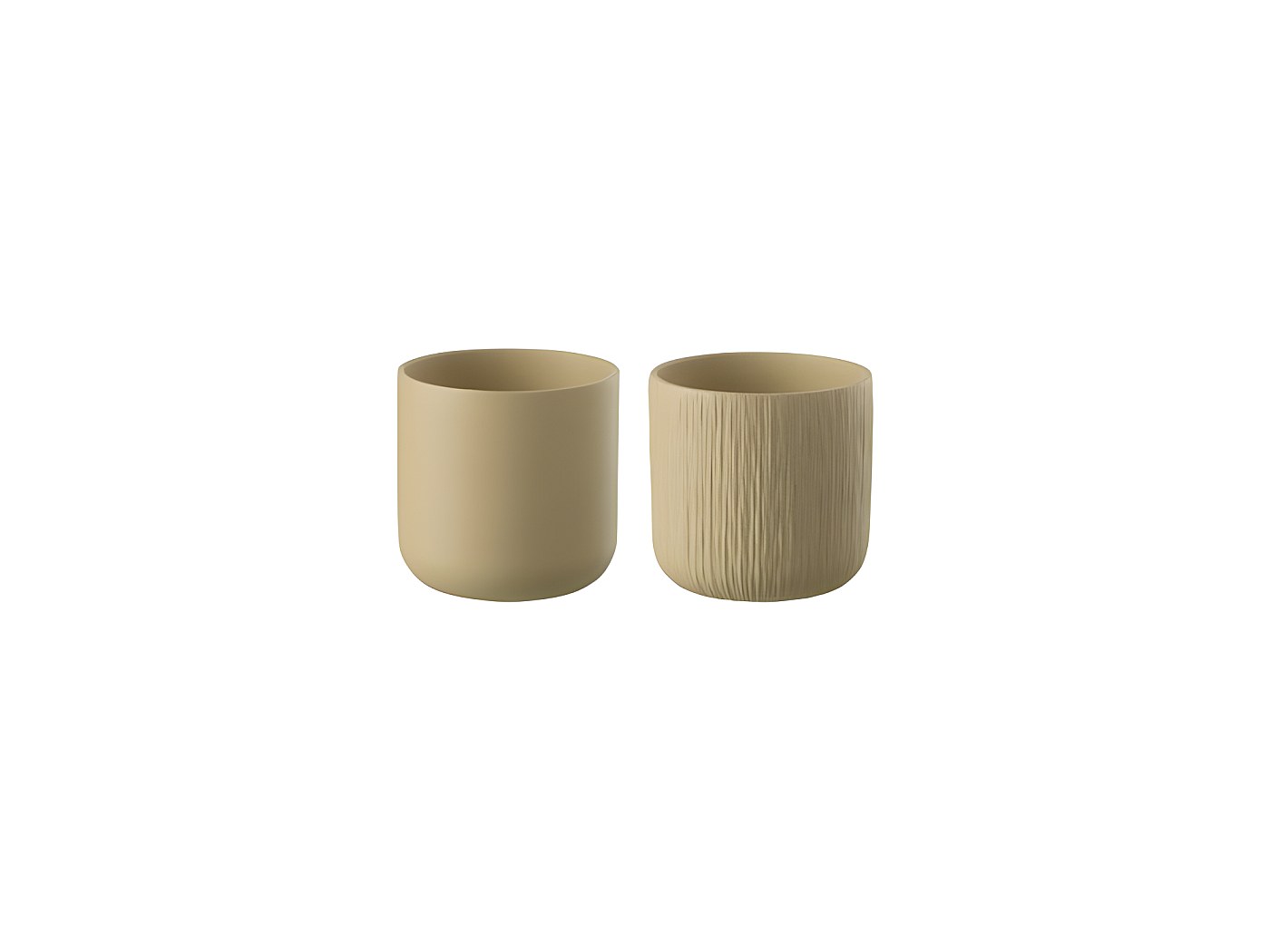 Set de 2 cachepot en céramique beige 7x7x6.5 cm