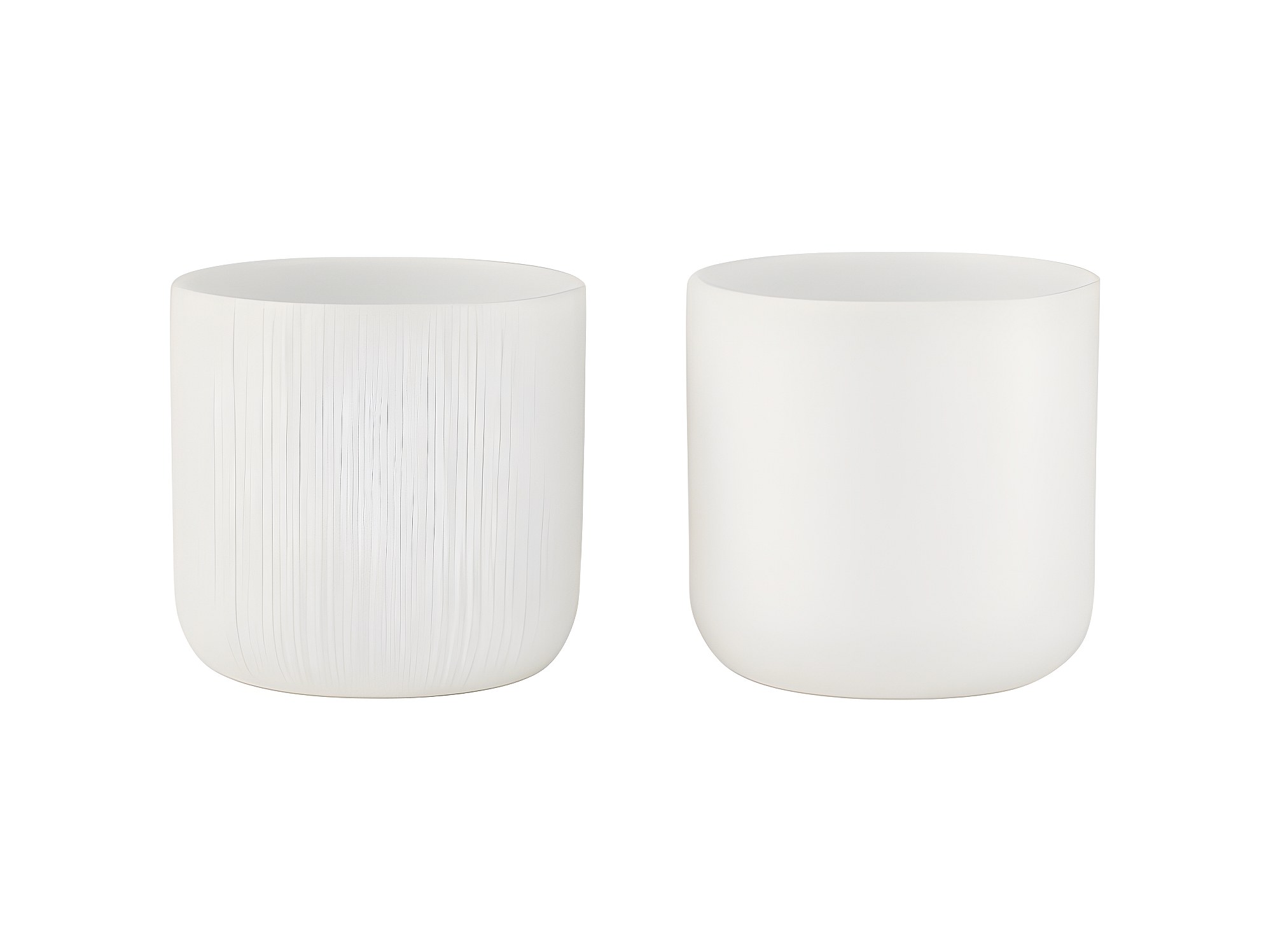 Set de 2 cache-pots en céramique Blanc 7x7x6,5cm