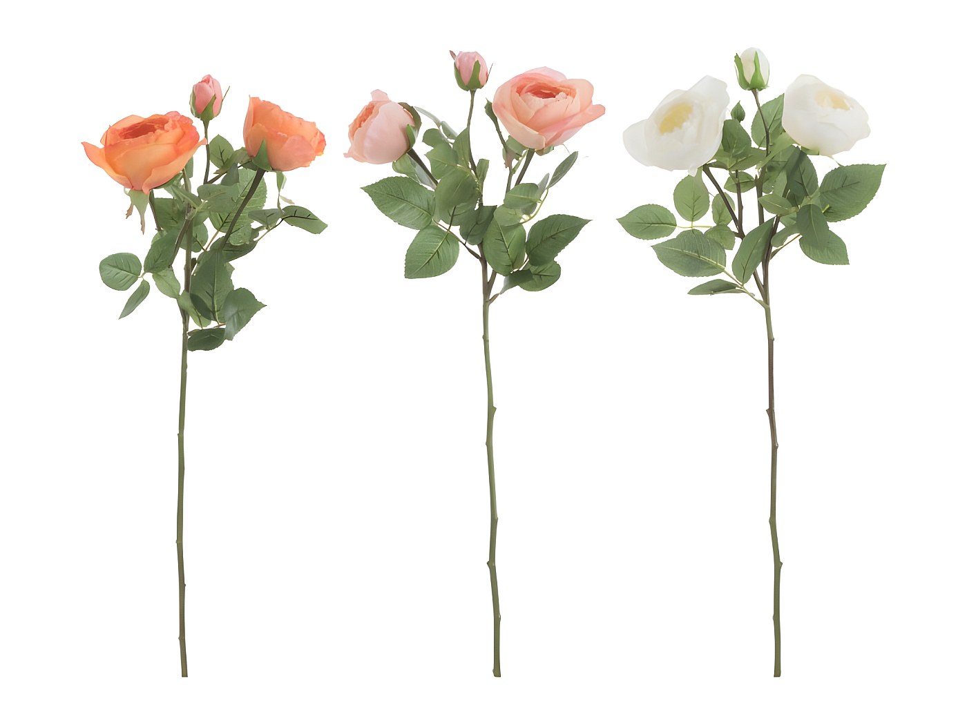 Set de 3 bouquet de roses en plastique orange 15x15x61 cm