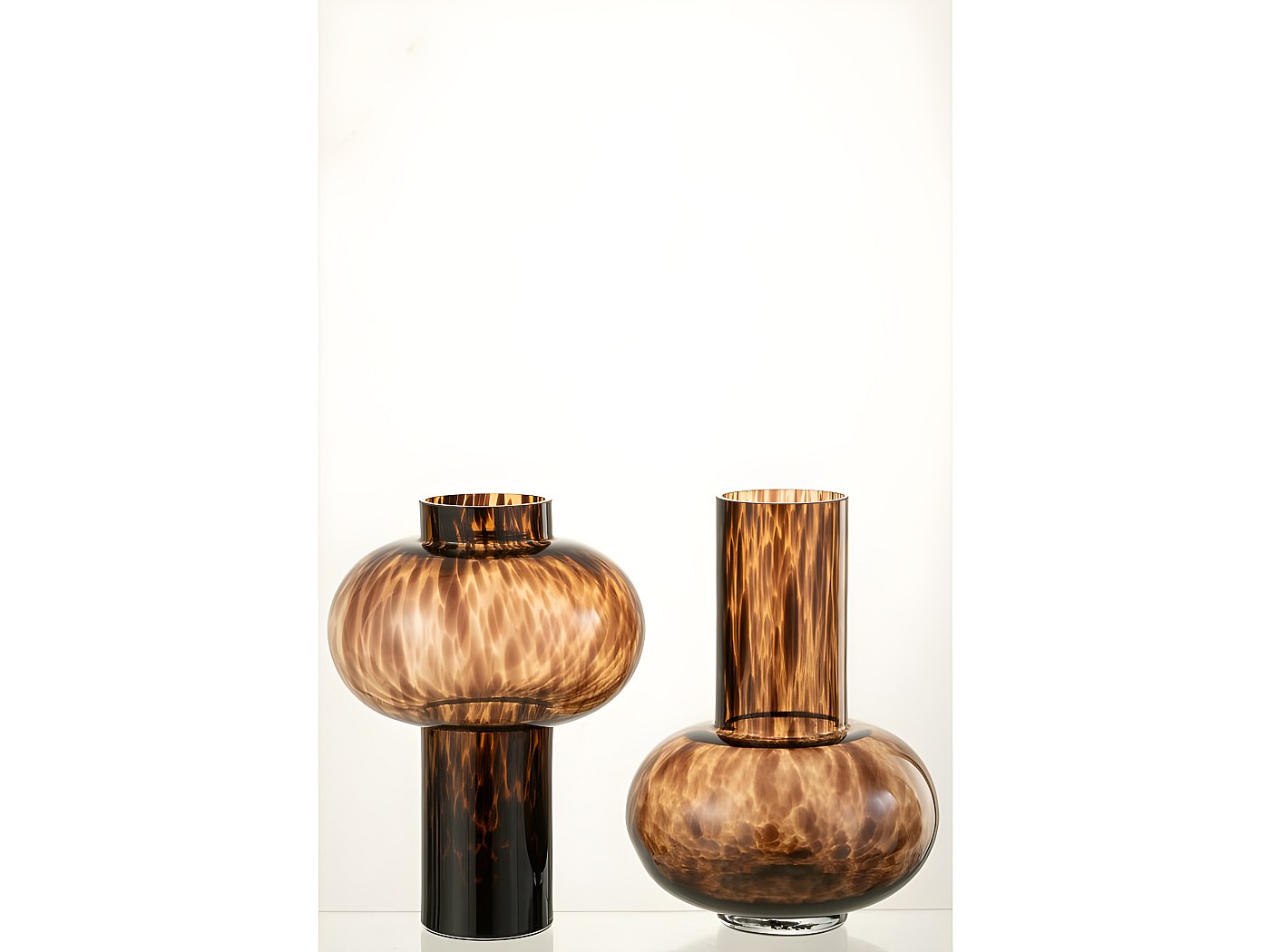 Set de 2 vases en verre marron 19x19x25 cm