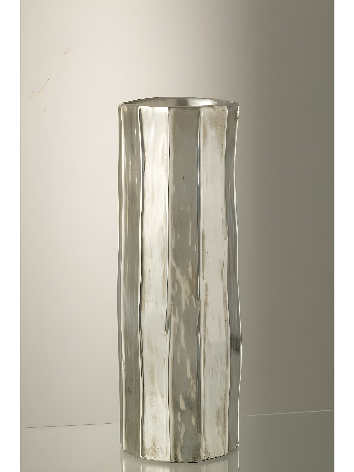 Vase en céramique argent 16.5x16.5x50 cm