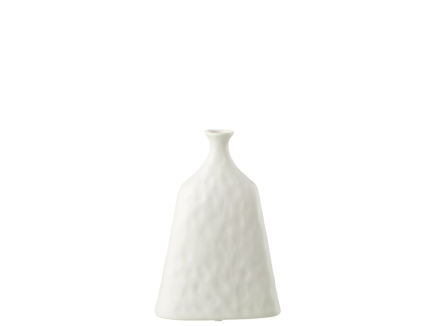 Vase plat col bouteille en céramique blanc 21x10x30 cm