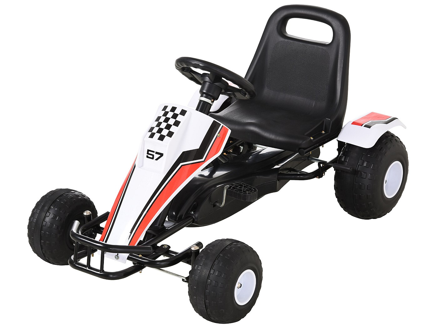 Go kart a pedales infantil blanco y negro 104x66x57 cm HOMCOM