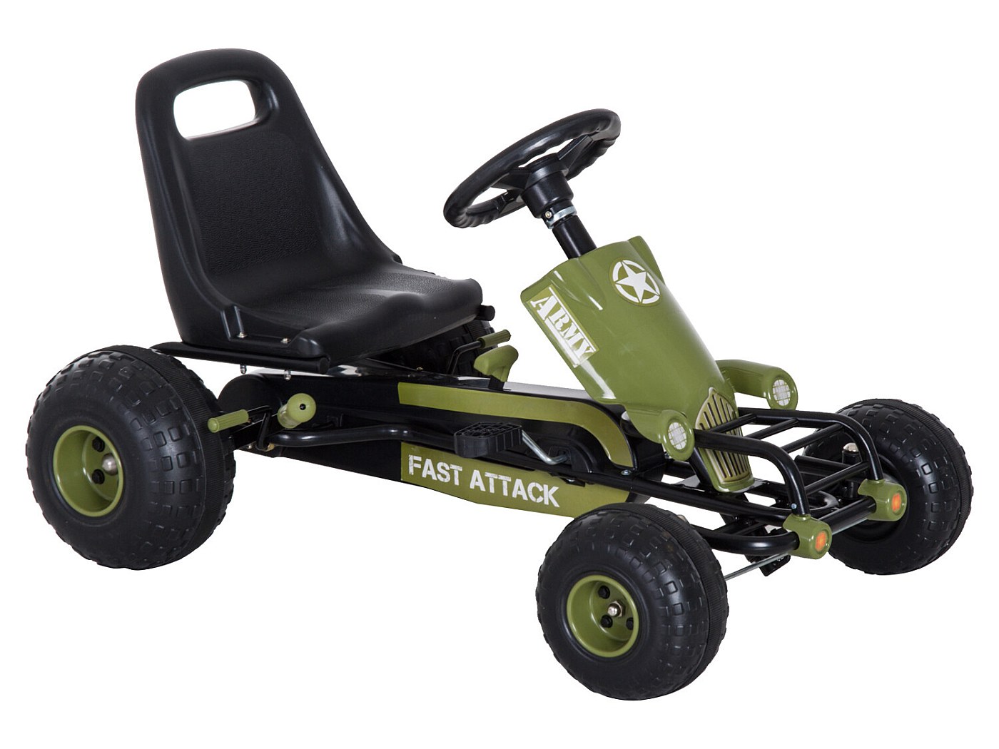 Go-kart a pedales para niño negro y verde 99x65x56cm HOMCOM