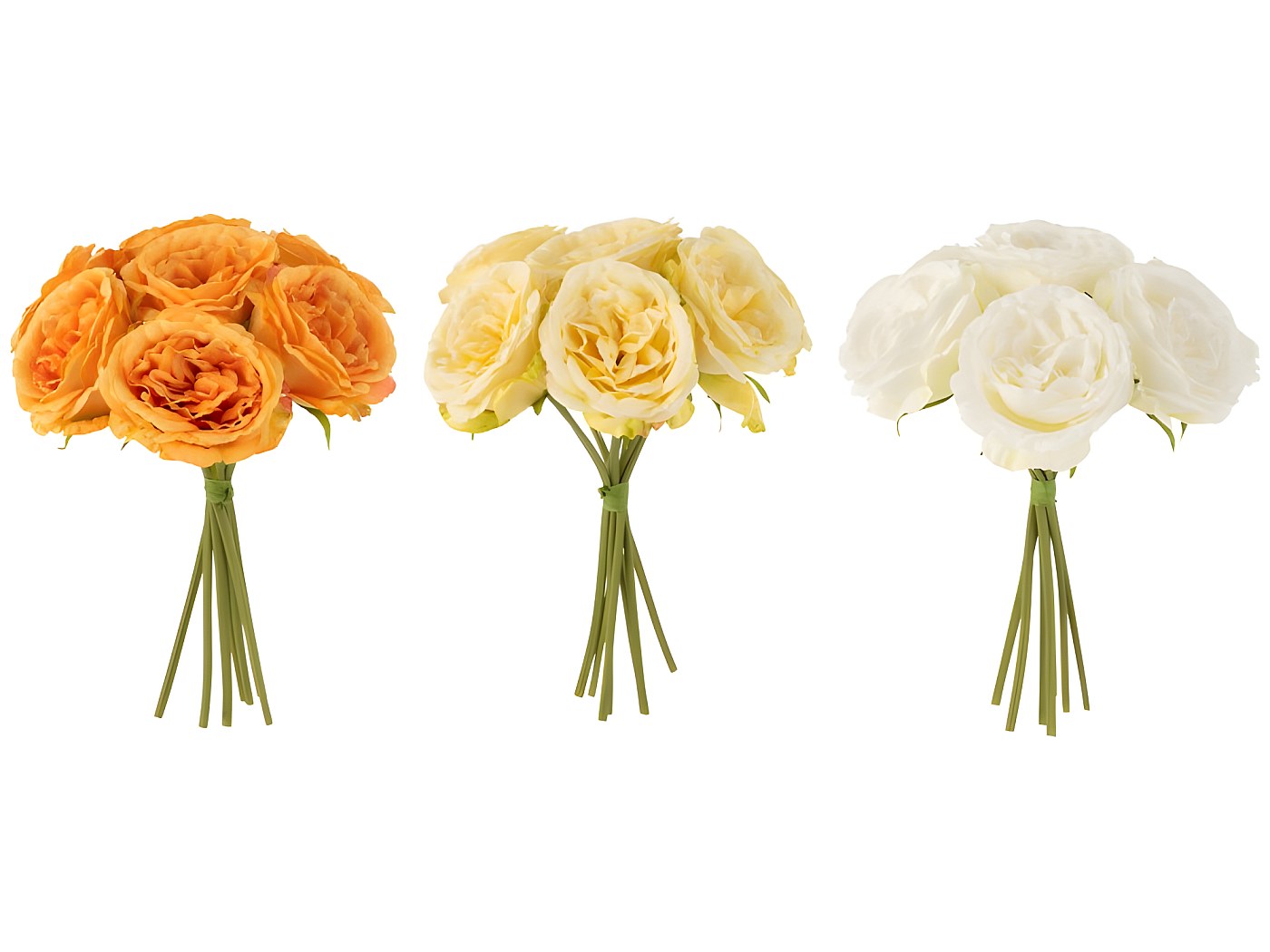 Set de 3 bouquets de roses artificiels en plastique orange - blanc ...