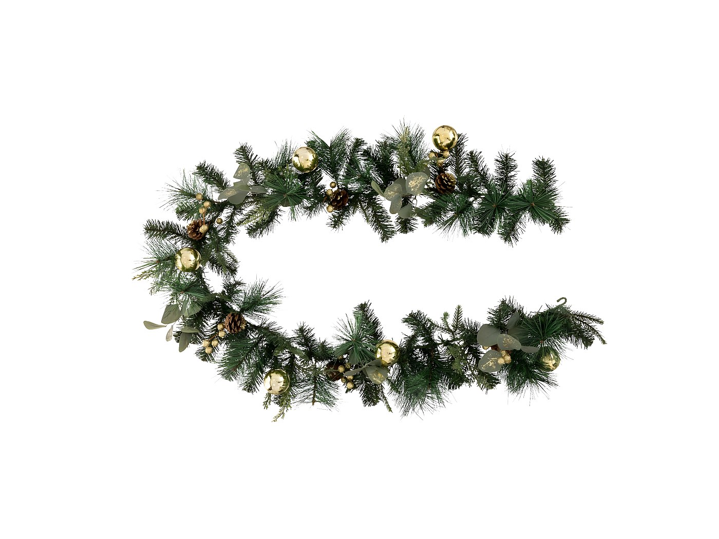 Guirlande artificielle Sapin avec déco Eucalyptus et Pomme de Pin L 200 cm