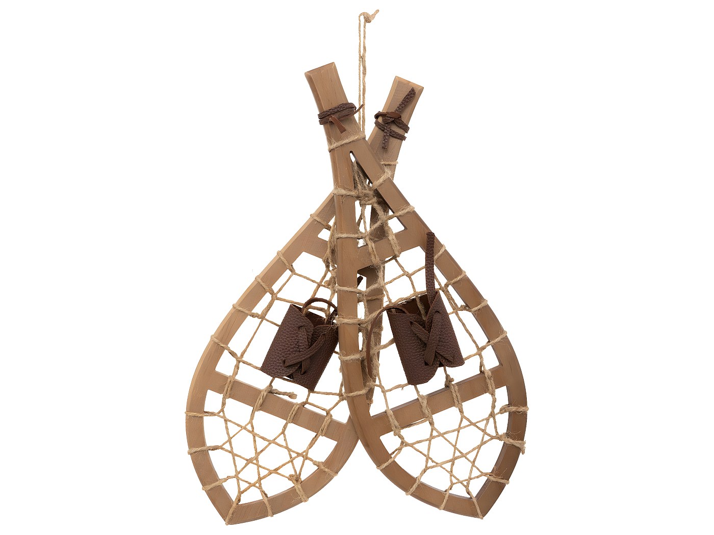 Suspension de Noël Paire de Raquettes de Ski en Bois avec déco H 50 cm