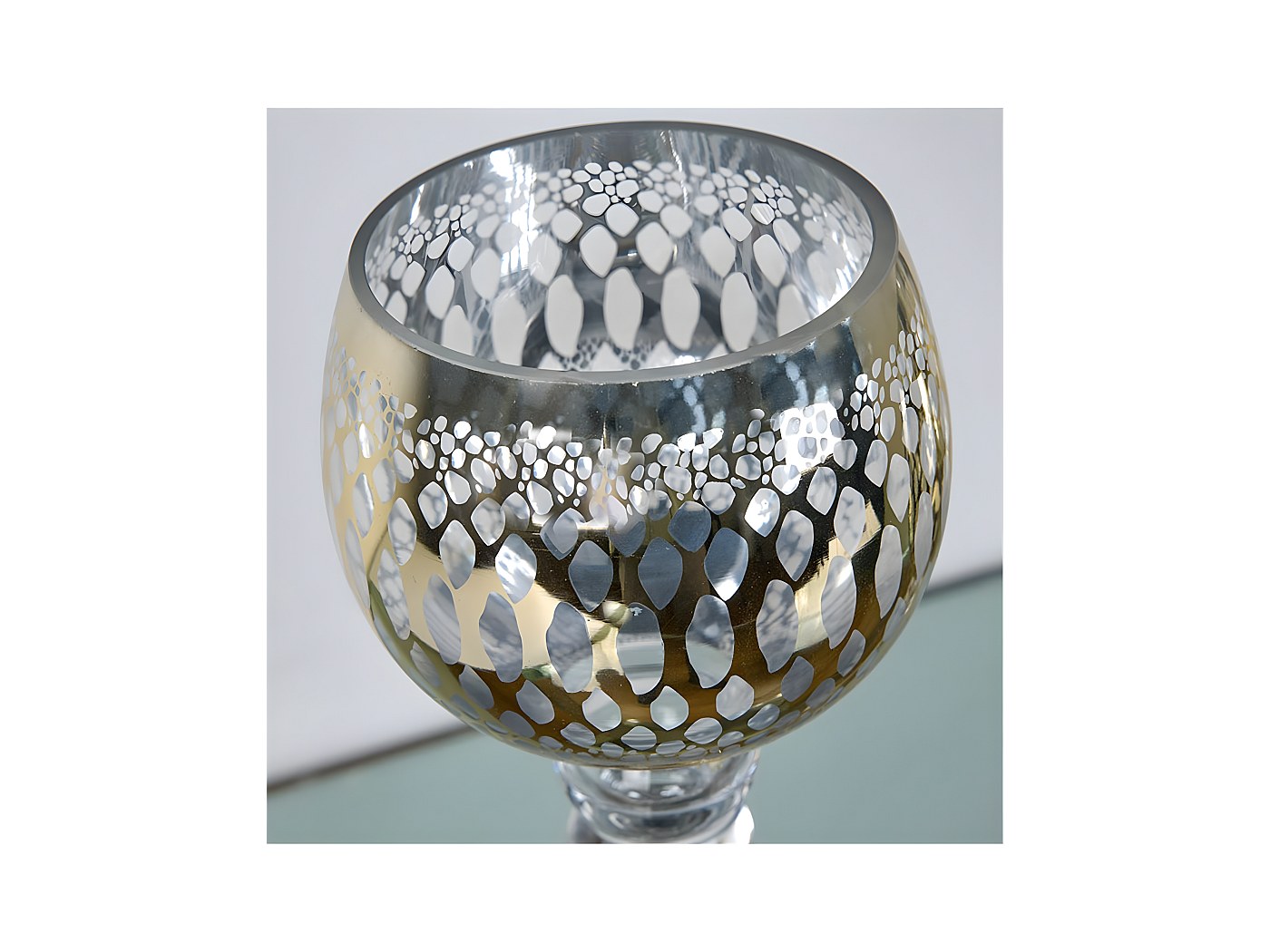 Juego de 2 copas candelero 10*36 y 10*40 cristal serpiente plateado