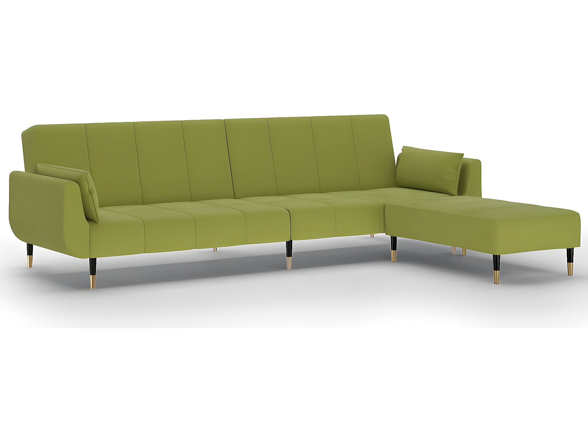 Canapé-lit 2 places tabouret deux oreillers Vert clair Velours