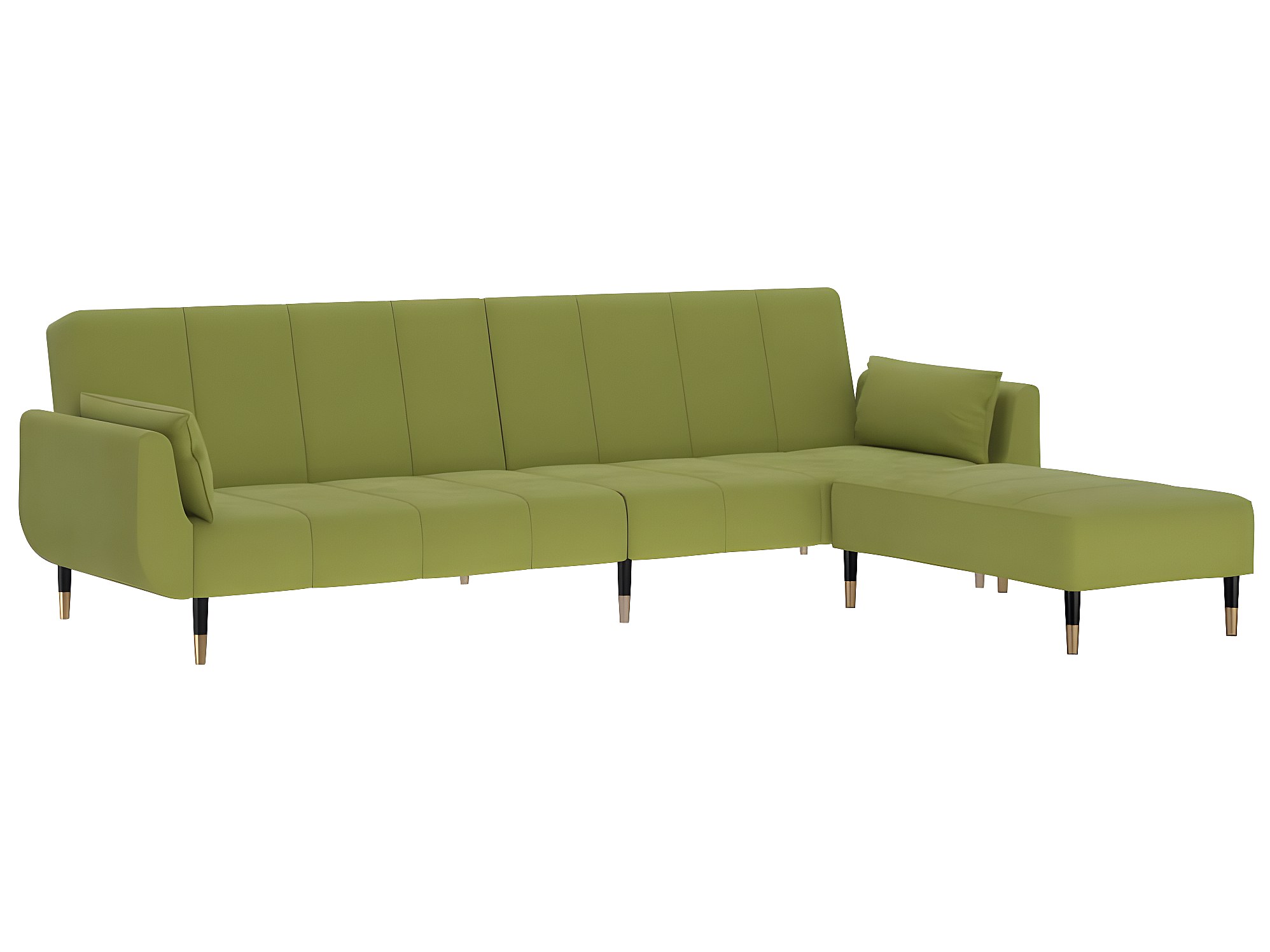 Canapé-lit 2 places tabouret deux oreillers Vert clair Velours