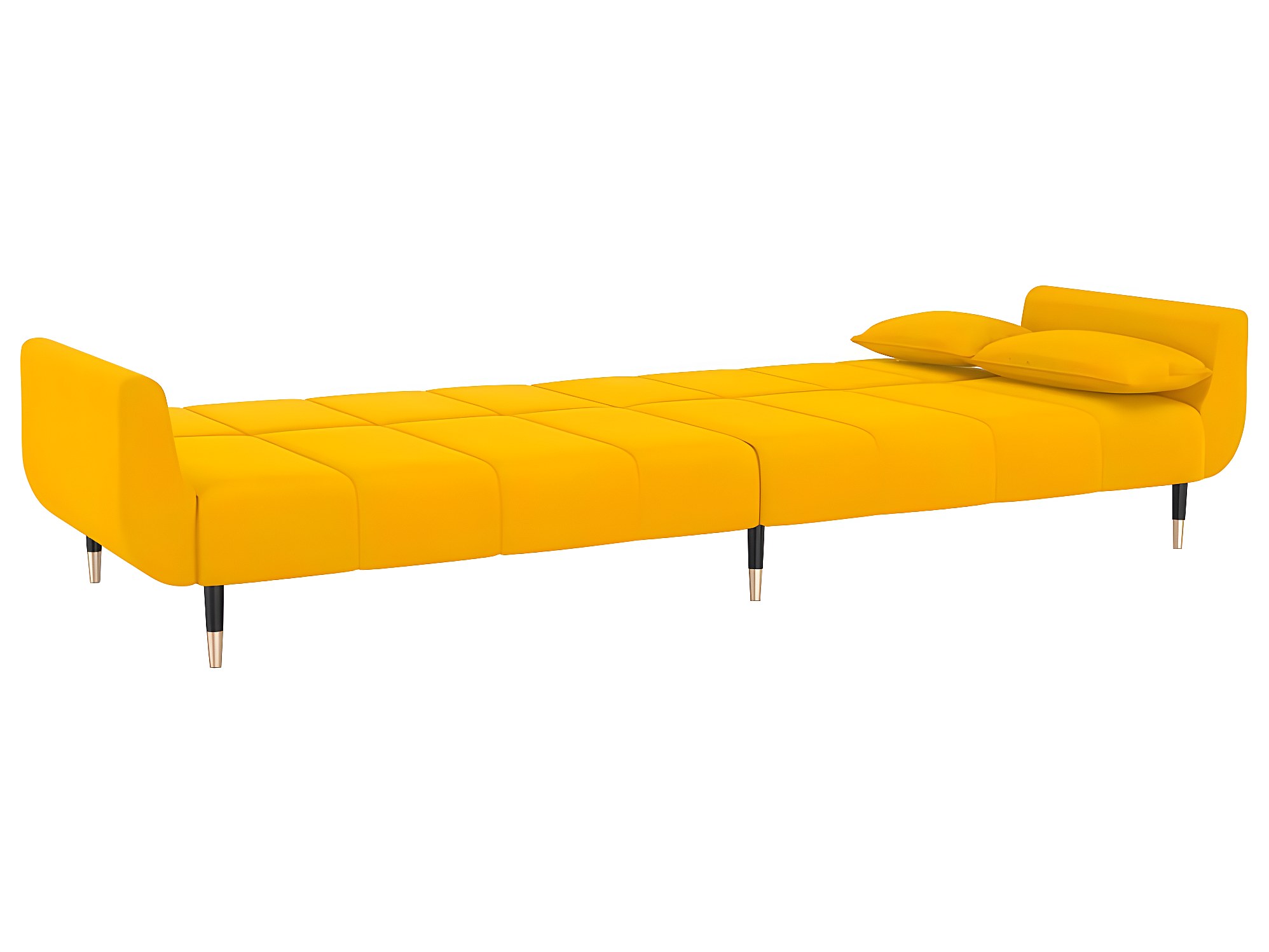 Canapé-lit 2 places et tabouret deux oreillers Jaune Velours