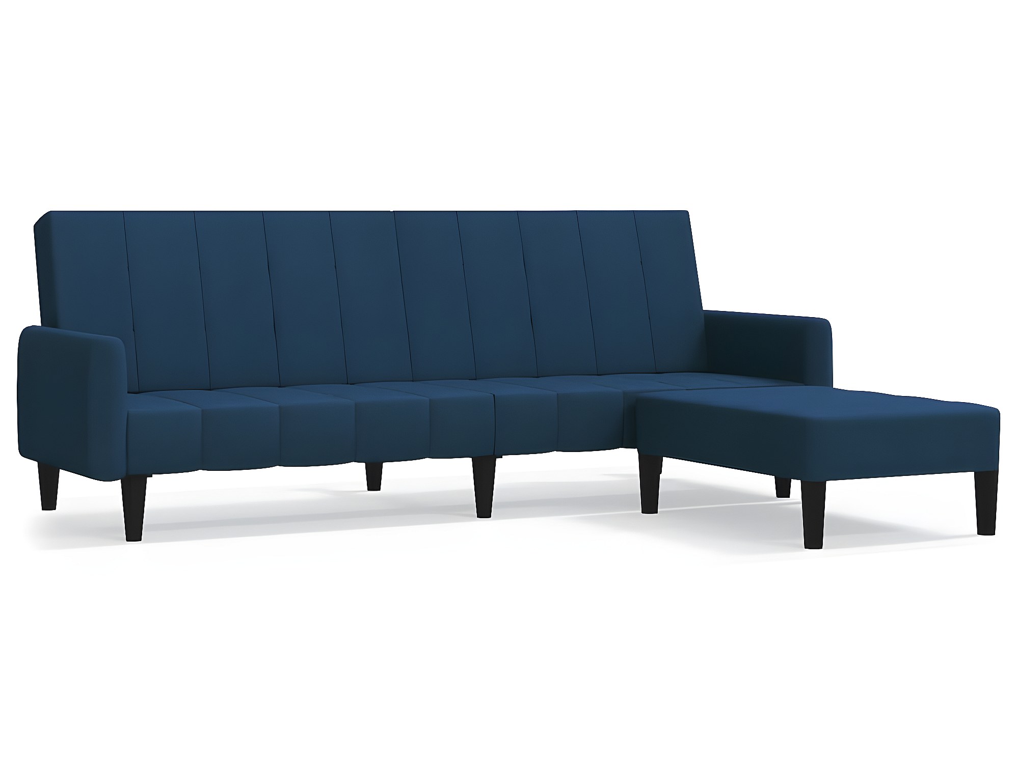 Canapé-lit à 2 places avec repose-pied Bleu Velours