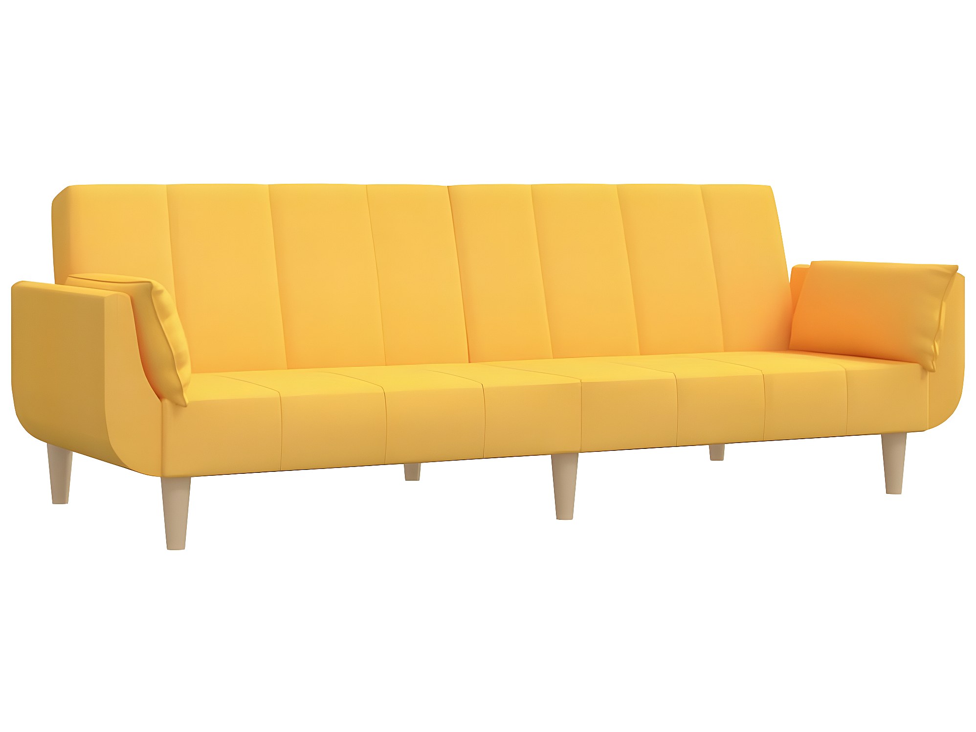 Canapé-lit 2 places et tabouret deux oreillers Jaune Tissu