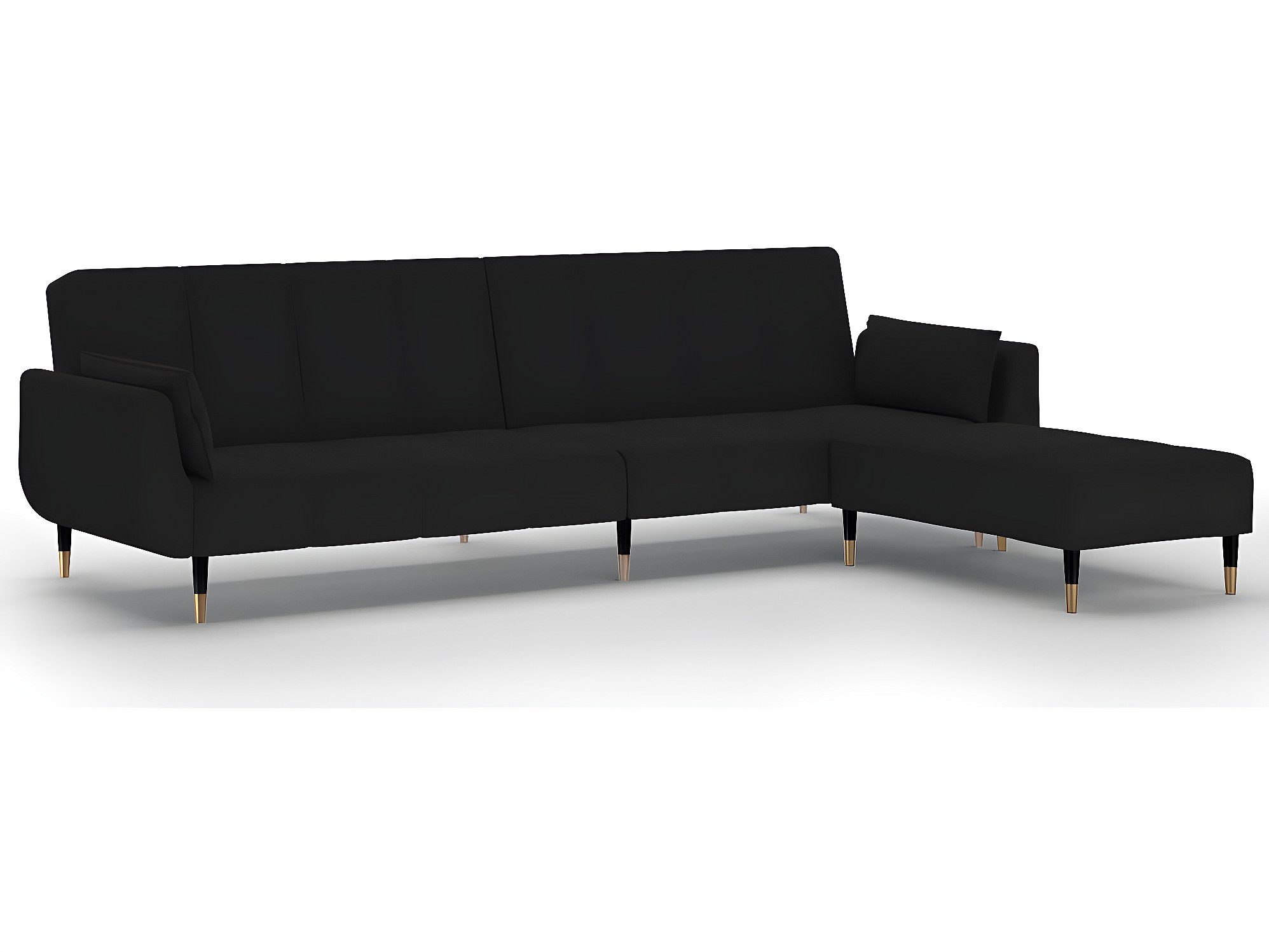 Canapé-lit 2 places et tabouret deux oreillers Noir Velours