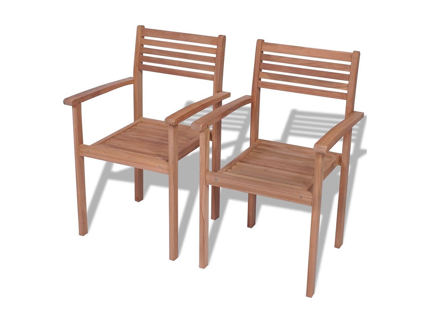 Chaises empilables de jardin 2 pcs Bois de teck solide