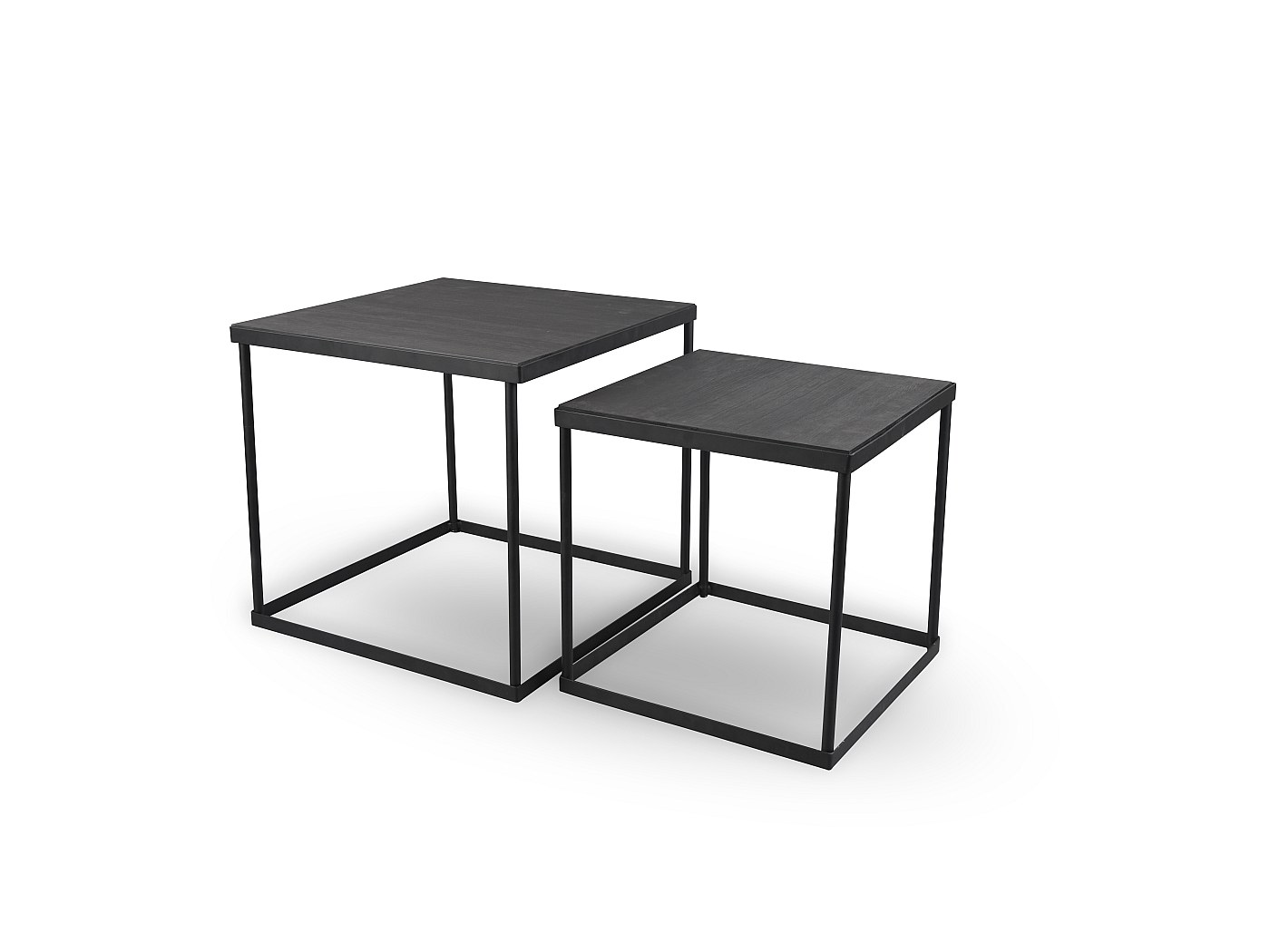 Kaya - Lot de 2 tables d'appoint - Noir - 40x40x40cm et 35x35x35cm