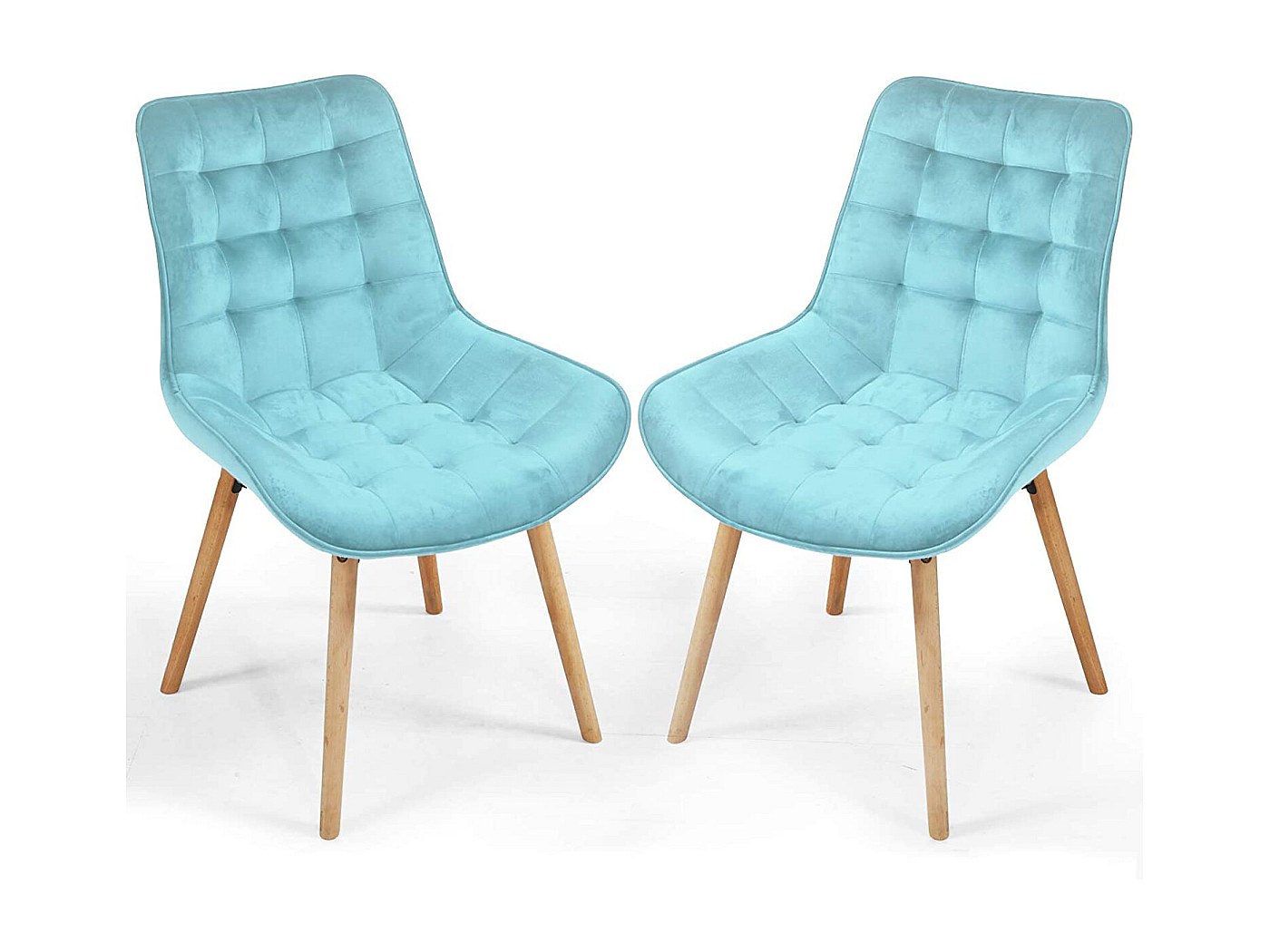 Lot de 2 chaises de salon salle à manger pied en bois et velours ...