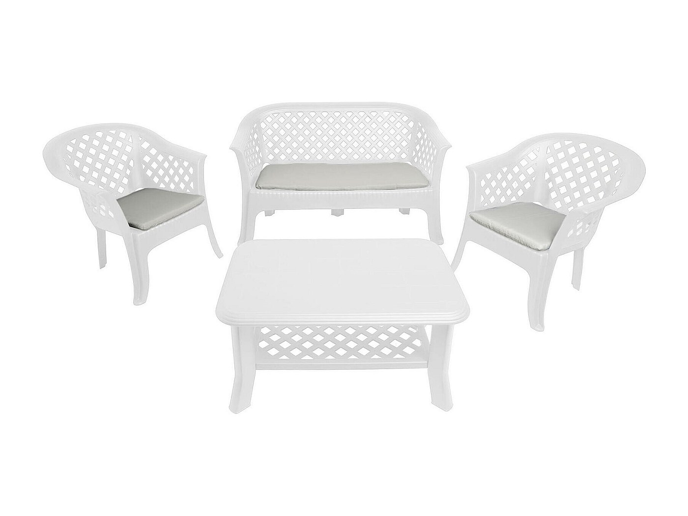 Set salon d’extérieur Dante, Salon de jardin composé de 2 fauteuils, 1 ...