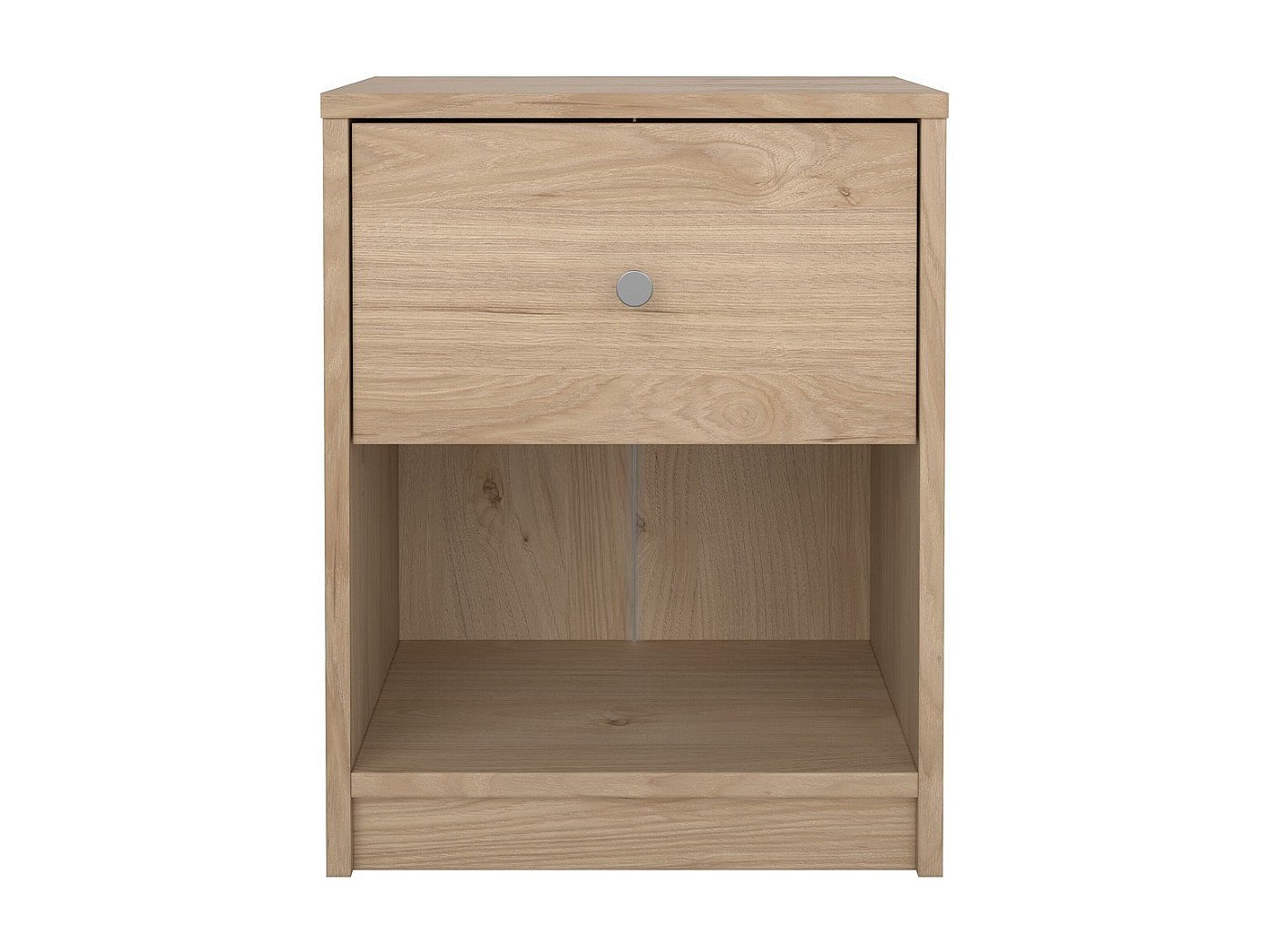 Maria nachtkastje met 1 lade en 1 plank, licht notenhout.
