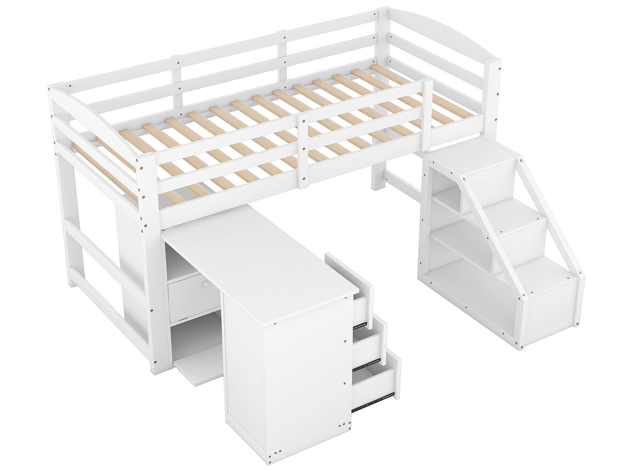 Hoogslaper 90x200cm met geïntegreerd multifunctioneel bureau en trap ...