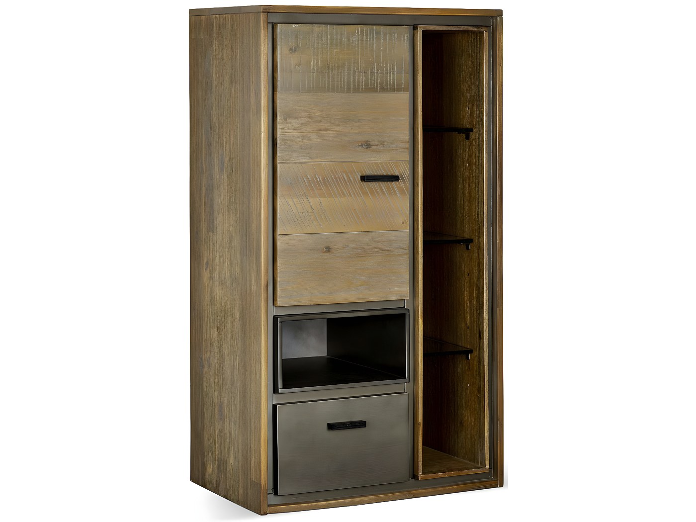 Armoire murale Malaga avec 1 porte et 4 niches - Acacia massif et MDF ...