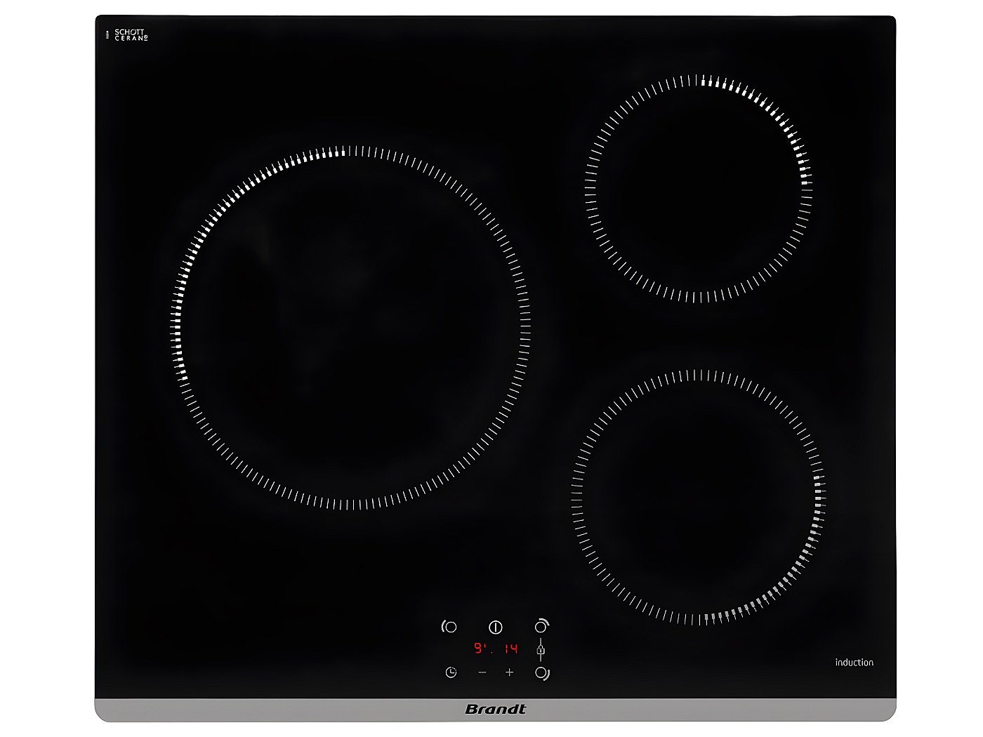 Brandt Table de cuisson induction 60cm 3 feux 7250w noir - BPI6362B