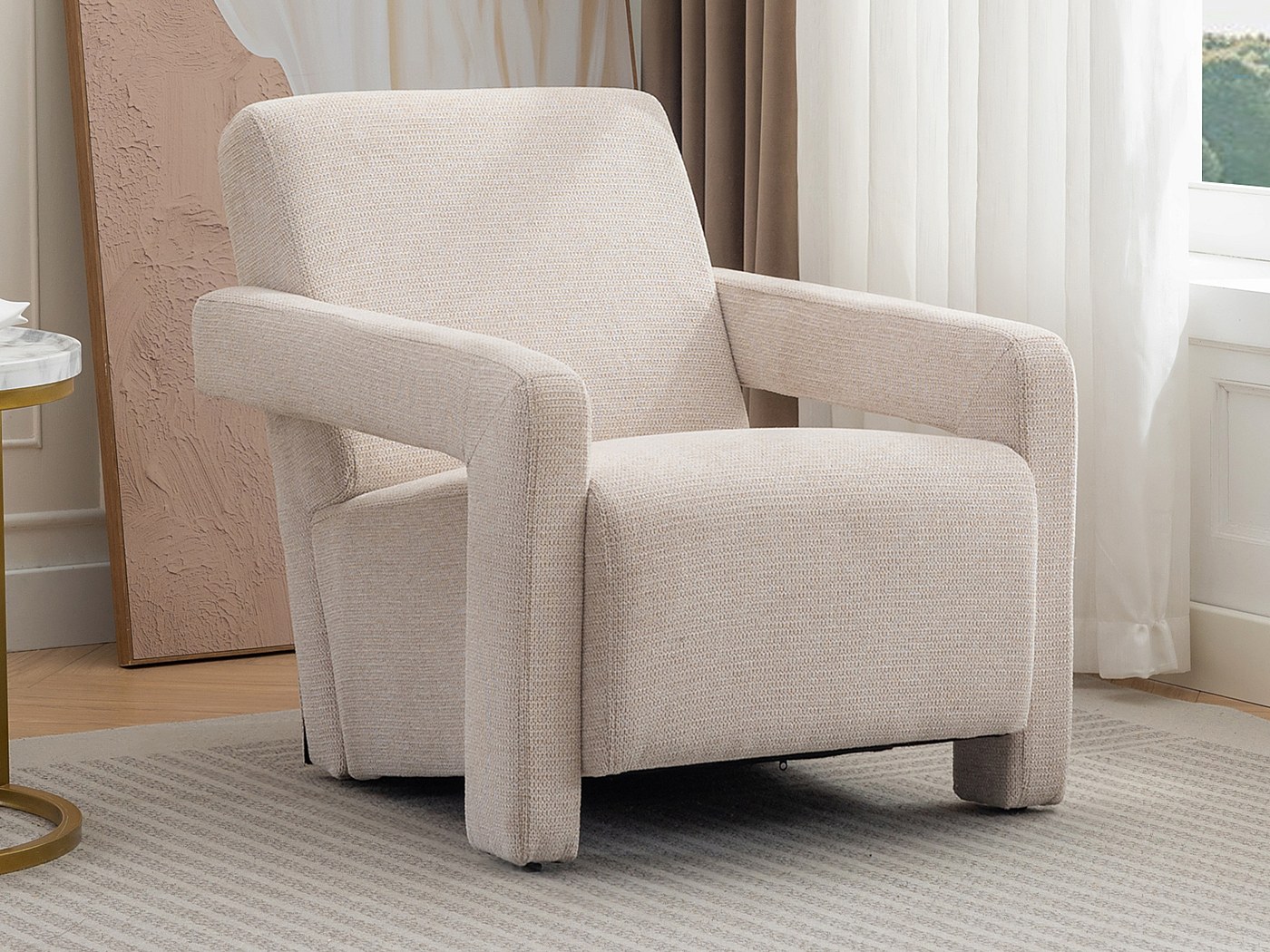 Poltrona di design in Tessuto testurizzato colore Beige ISPARTA