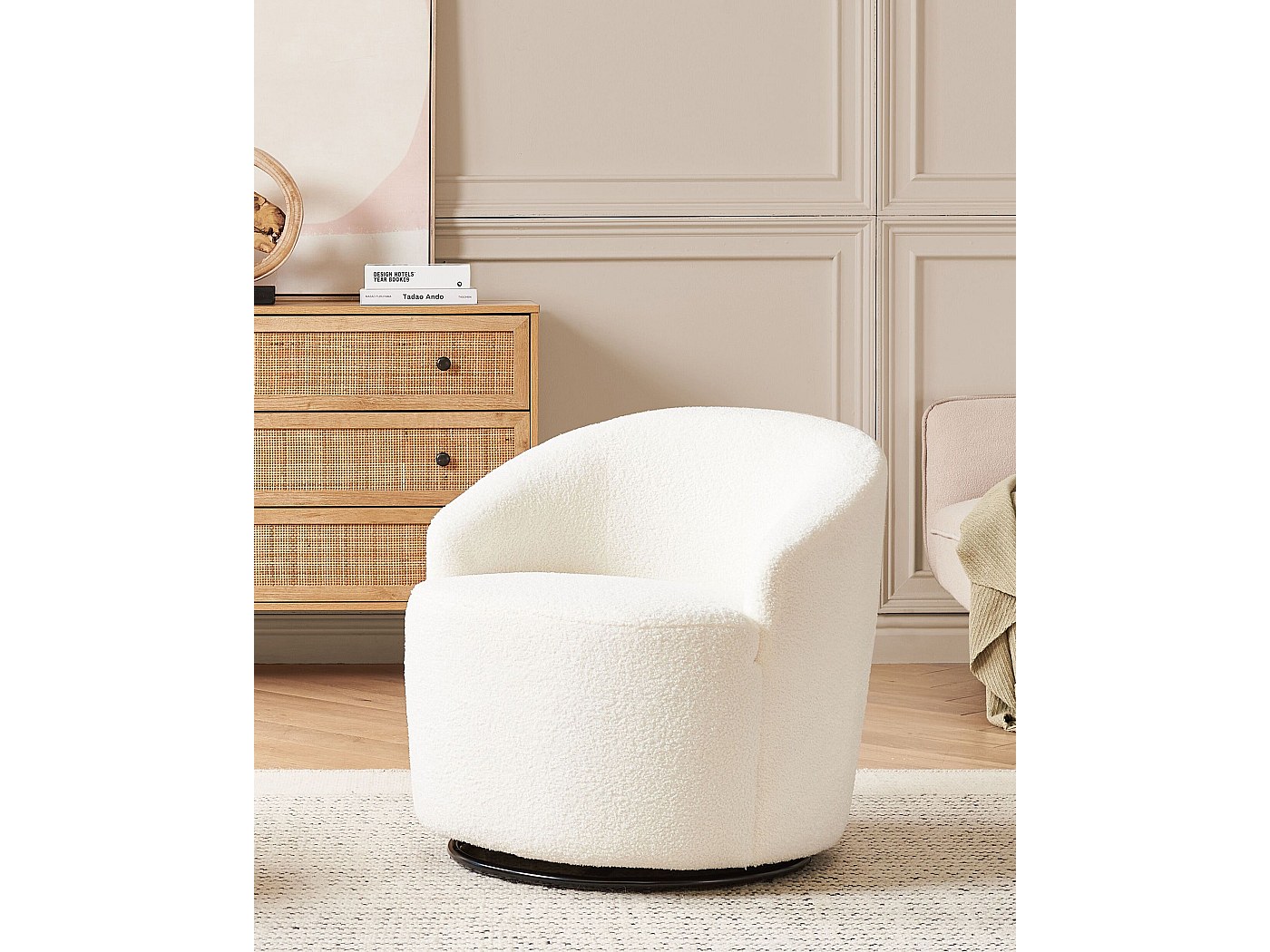 Sillón de buclé blanco DAVIK