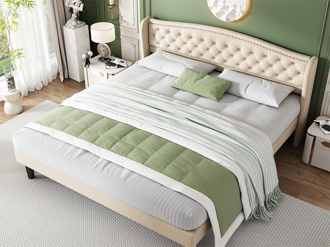 Letto con testiera - 160 x 200 cm - velluto - rete a doghe - stile ...