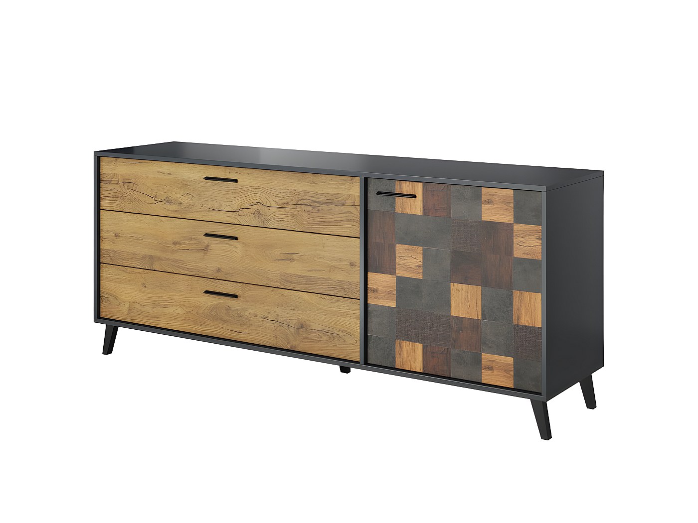 Buffet style bois patchwork et gris 177 cm Patch