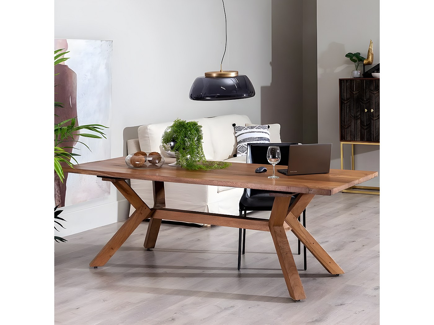 Table à manger design bois massif 220cm Effie