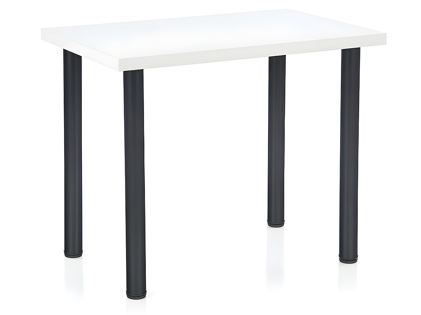 Table de cuisine 90x60 cm avec plateau blanc mat et pieds noirs en ...