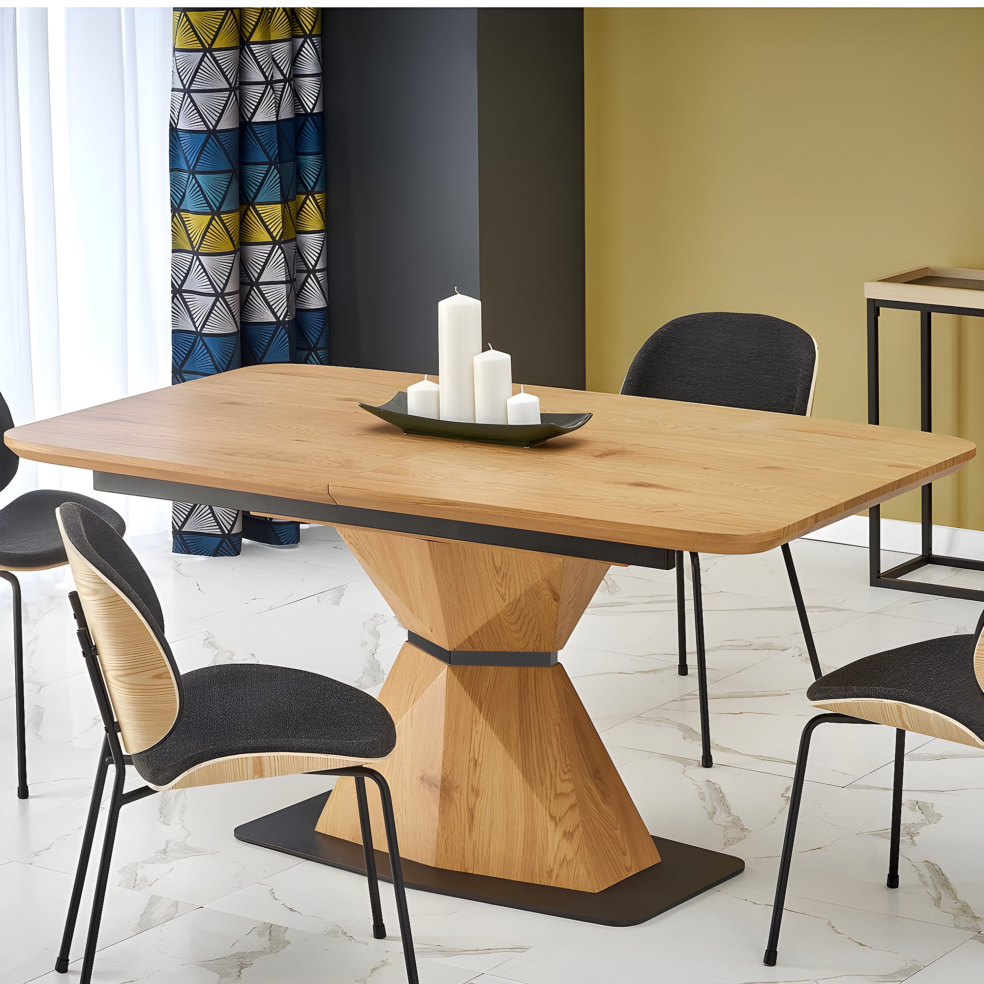 Table à manger design 160-200cm aspect chêne Arae