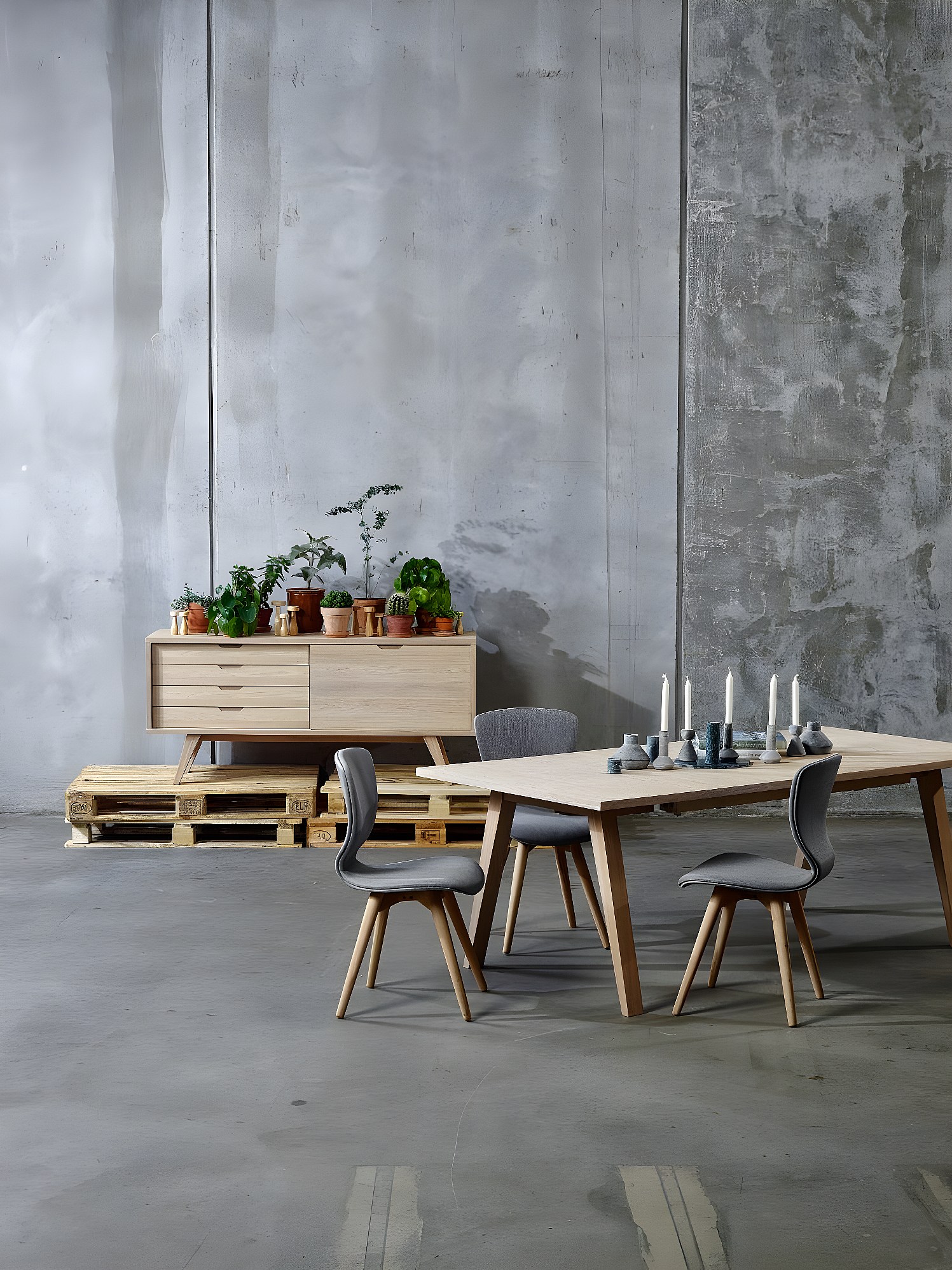 Buffet ALINE 4 tiroirs 1 porte chêne clair