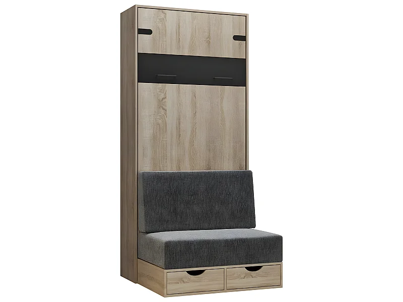 Lit escamotable style industriel KEY SOFA chêne 90*200 cm Canapé ...