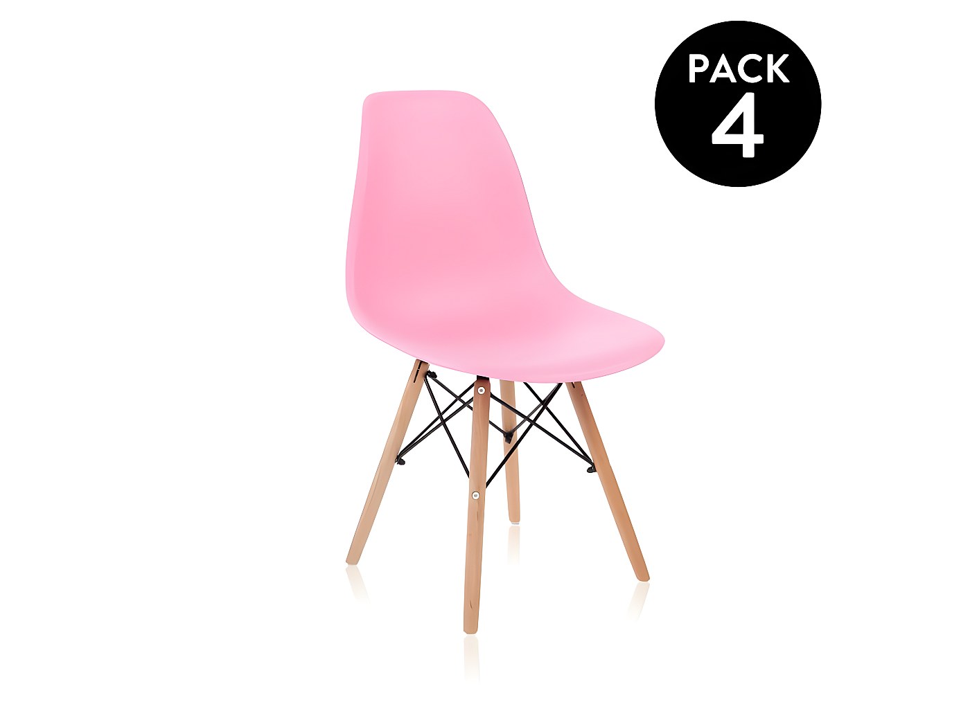 Pack 4 sillas Tower Wood Rosa claro