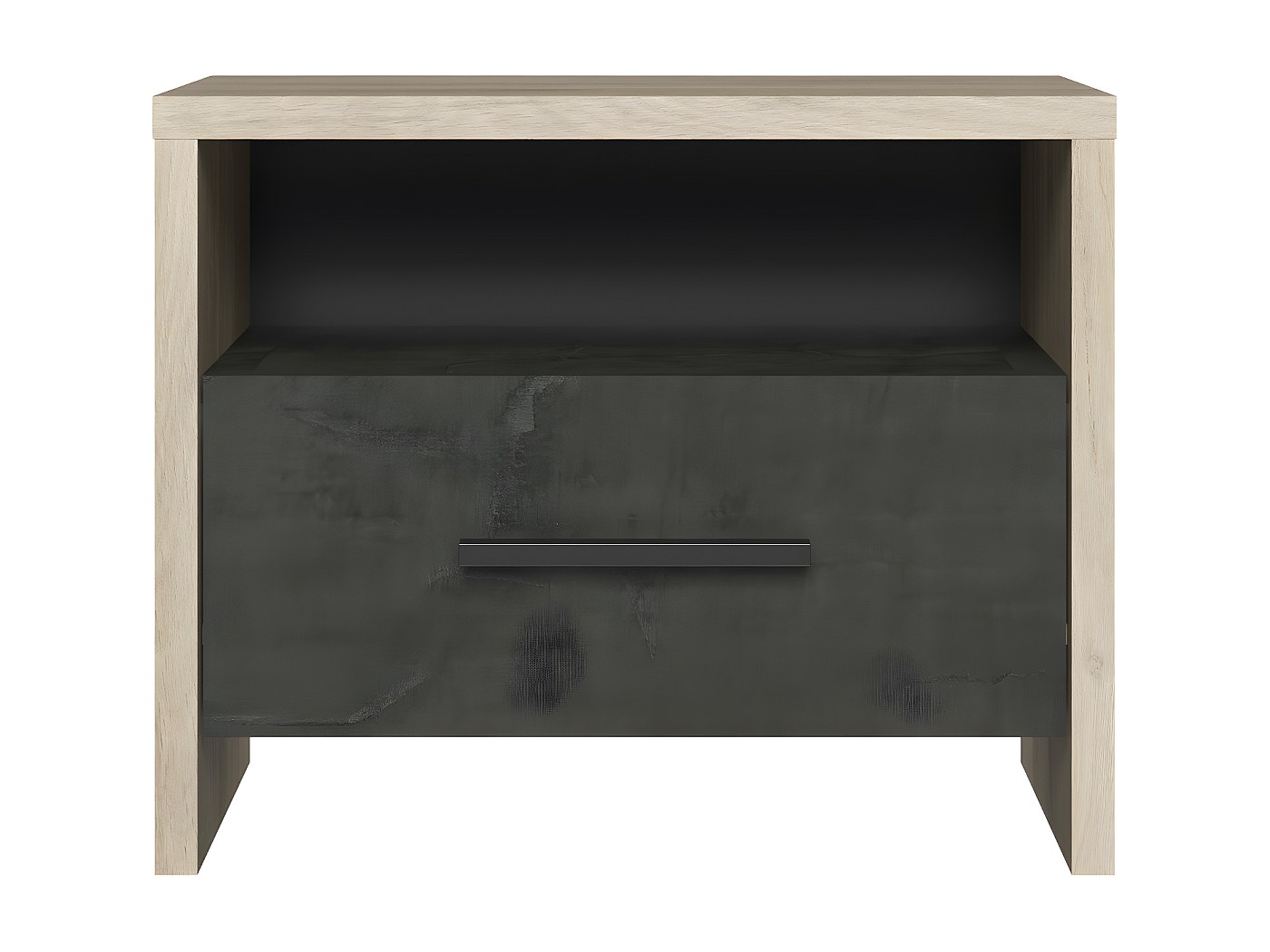Chevet 1 Tiroir 1 Niche Décor chêne et noir L49.6 x H40 cm - Colorado