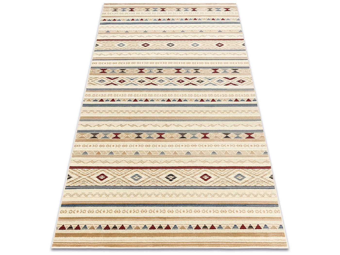 Tapis en laine KILIM 7948/52933 Losanges, ethniques beige / gris / bor ...