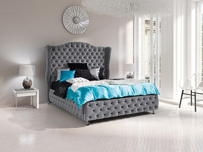 Letto Florence 102, Doppio, Grigio, 180x200, Arazzo, 207x222x162cm