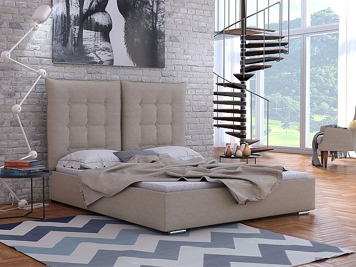 Letto Florence 104, Doppio, Nocciola, 160x200, Arazzo, 175x214x128cm