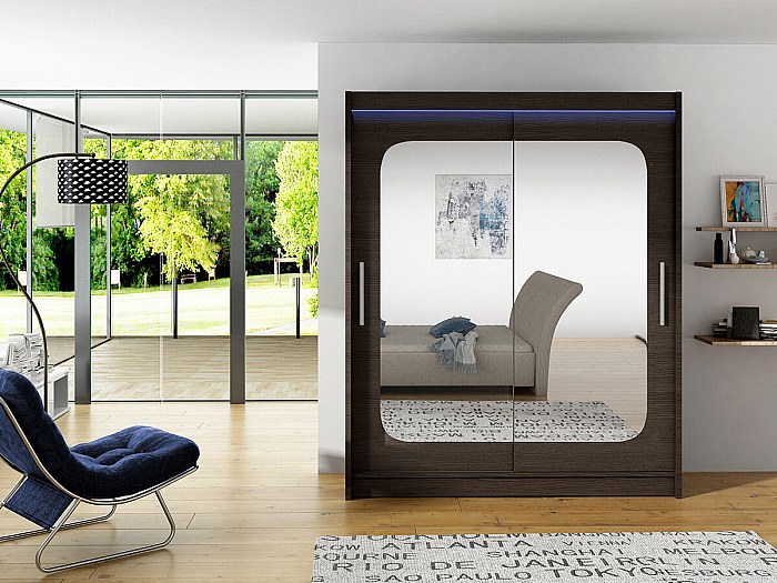 Armario Atlanta 135, Roble oscuro, 200x150x58cm, Puertas de armario ...