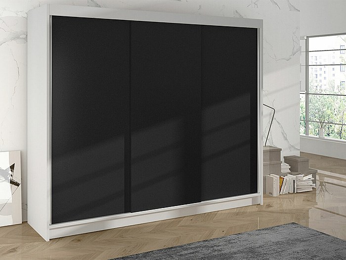 Guardaroba Atlanta 160, Bianco|Nero, 215x200x58cm, Porte guardaroba ...