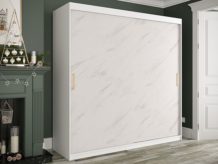 Guardaroba Hartford 250, Opaca bianco|Marmo bianco, 200x200x62cm ...